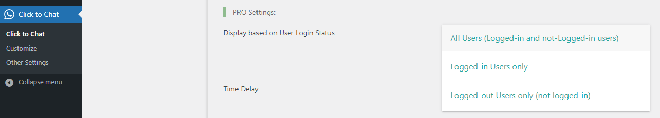 Display based on Website Visitor Login Status - Click to Chat