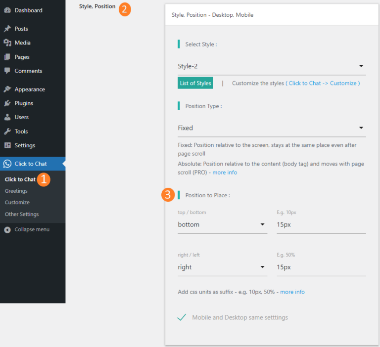 Position To Place - Click to Chat